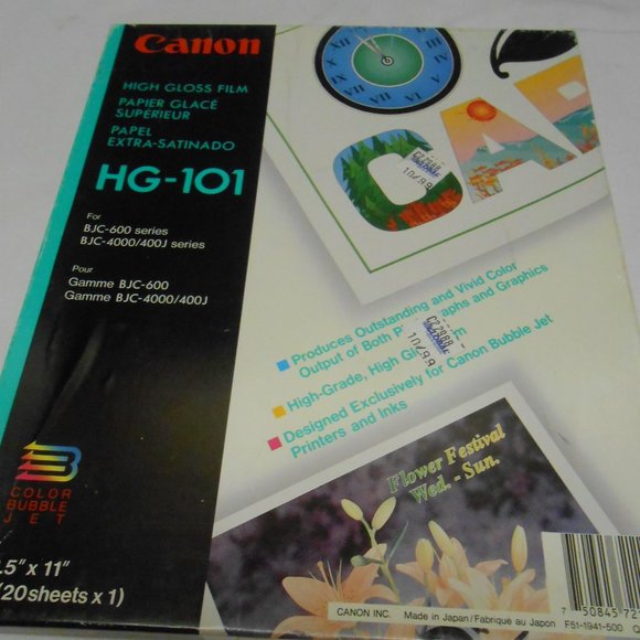 Canon | Office | New Canon High Gloss Film Hg1 Sheets 85 X 11 Inches ...